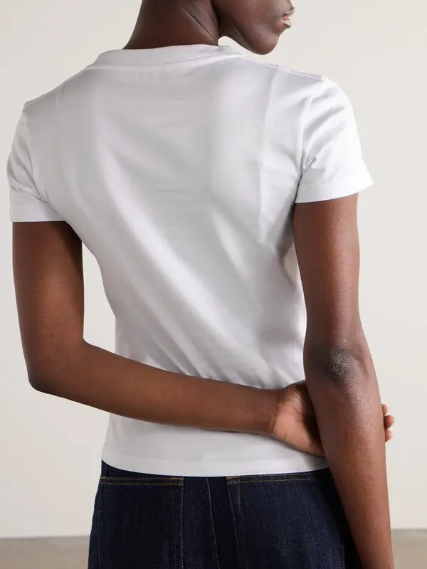 Loewe Gathered Embroidered Cotton-blend Piqué T-shirt