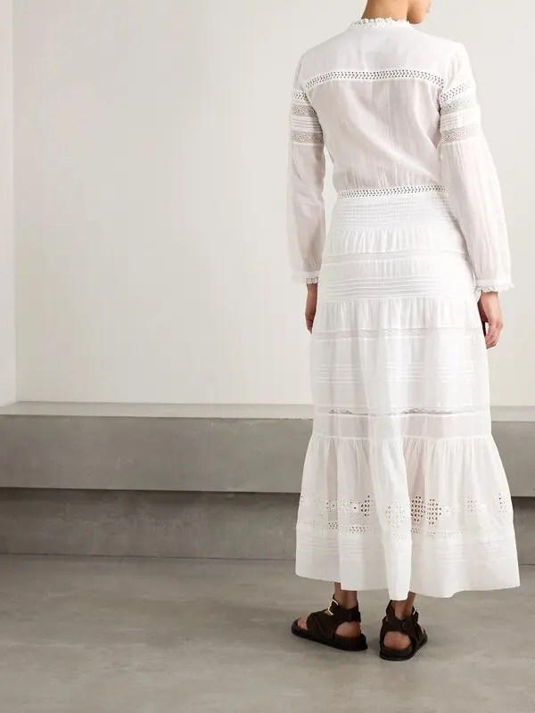 MARANT ETOILE Daniva Lace-trimmed Broderie Anglaise Maxi Dress - White