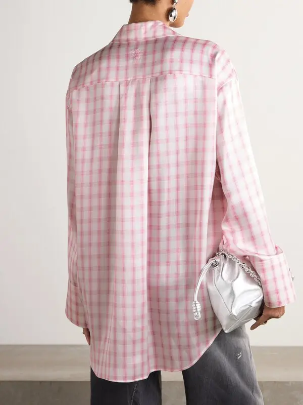 Loewe Oversized Embroidered Checked Silk Shirt