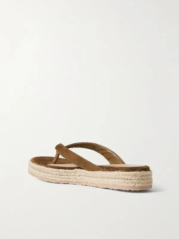 GIANVITO ROSSI Embellished Suede Espadrille Platform Flip Flops