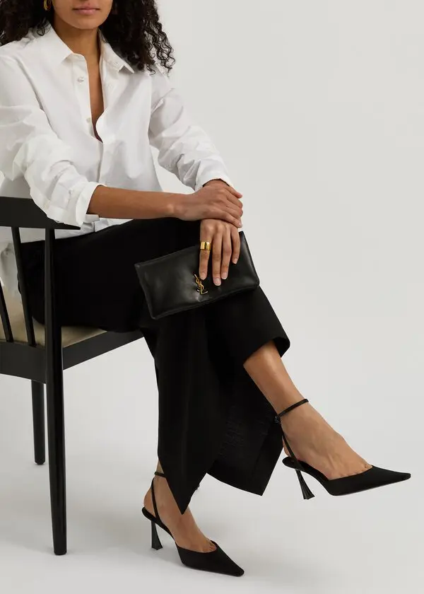 Saint Laurent Aimee 75 Satin Pumps - Black