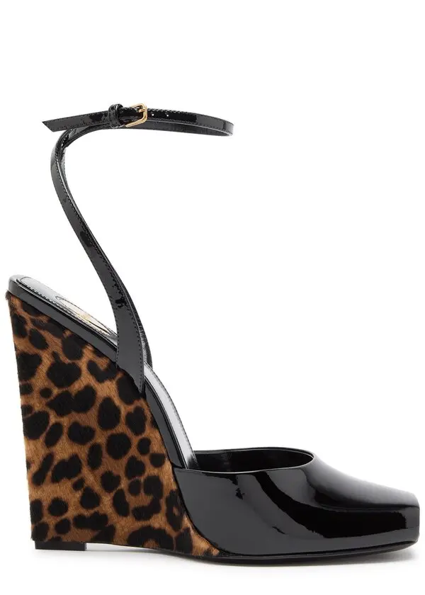 Saint Laurent Le Scandale 110 Patent Leather Wedge Sandals