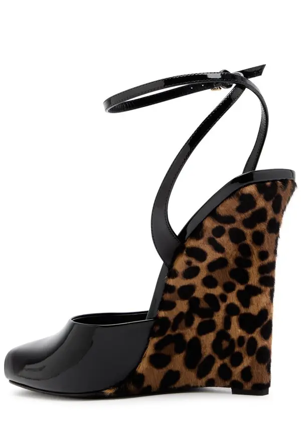 Saint Laurent Le Scandale 110 Patent Leather Wedge Sandals