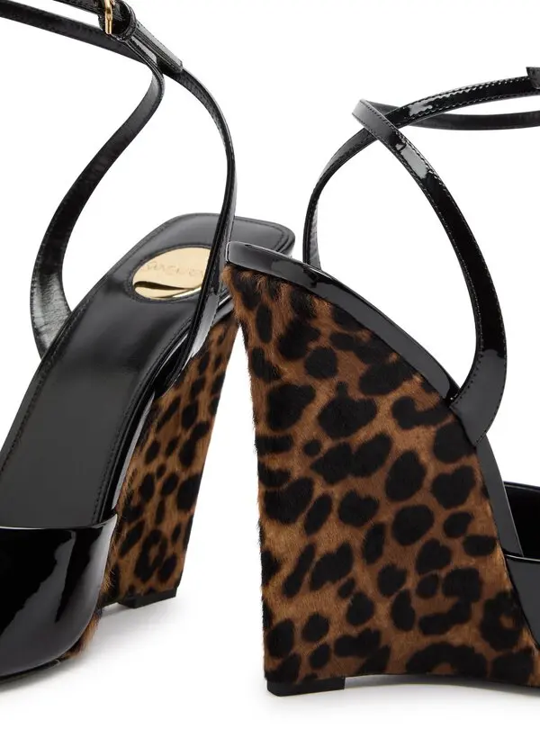 Saint Laurent Le Scandale 110 Patent Leather Wedge Sandals