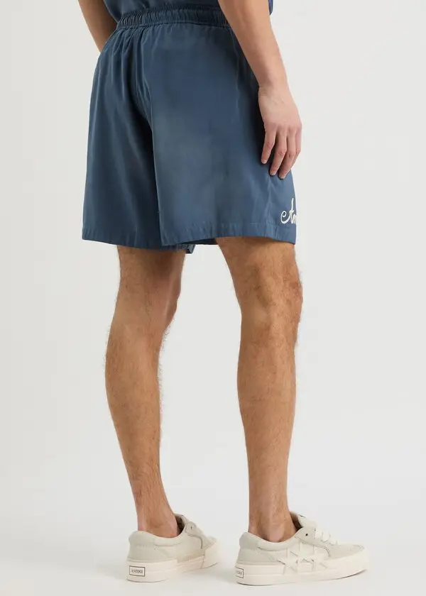 Amiri Saturday Night Embroidered Shorts - Navy