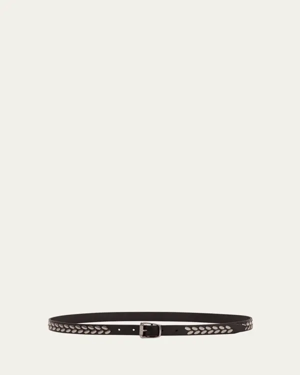LEMAIRE Almond Stud Leather Belt - Dark Brown