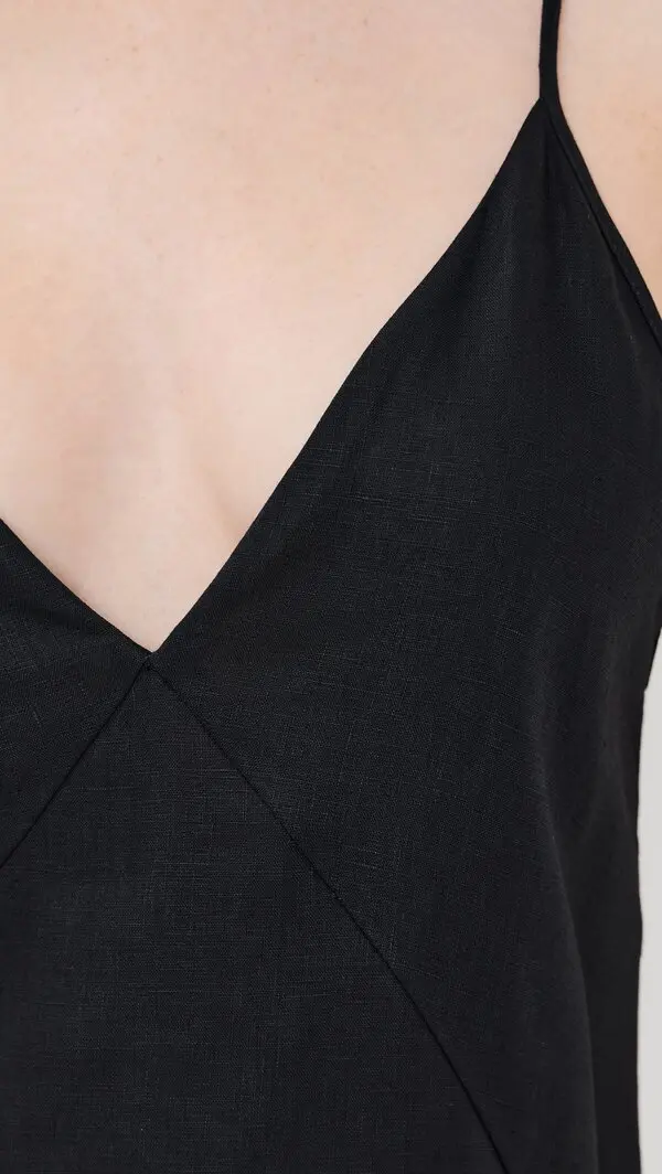 Another Tomorrow Linen Maxi Slip Dress - Black