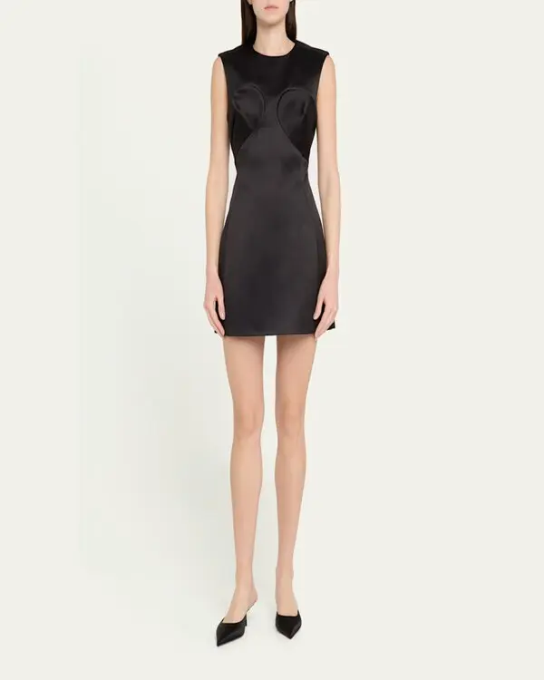 Marc Jacobs Seamed Up Satin Mini Dress - Black