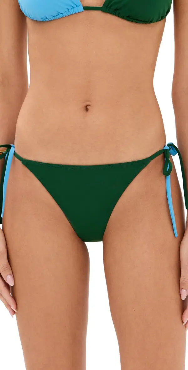 Staud Sisley Side Tie Bikini Bottoms - Jungle/sky