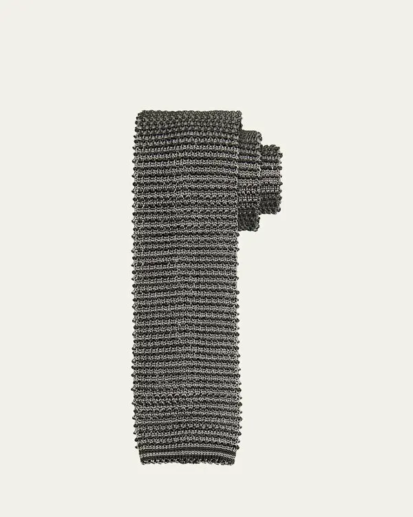 Giorgio Armani Silk Knit Neck Tie - Pearl