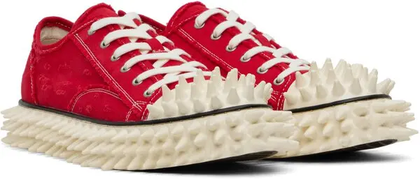 靴 doublet SPIKY CANVAS SNEAKER RED 27H Doublet Spiky Canvas Sneakers - Red | Editorialist