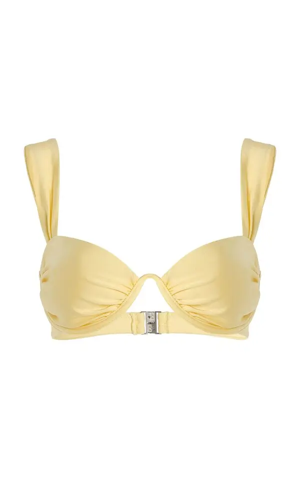 Simkhai Anniston Ruched Bikini Top - Yellow