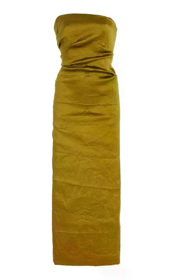 Buy Tove Kezia Crease-effect Satin Maxi Dress Gold At 60% Off - Main Image