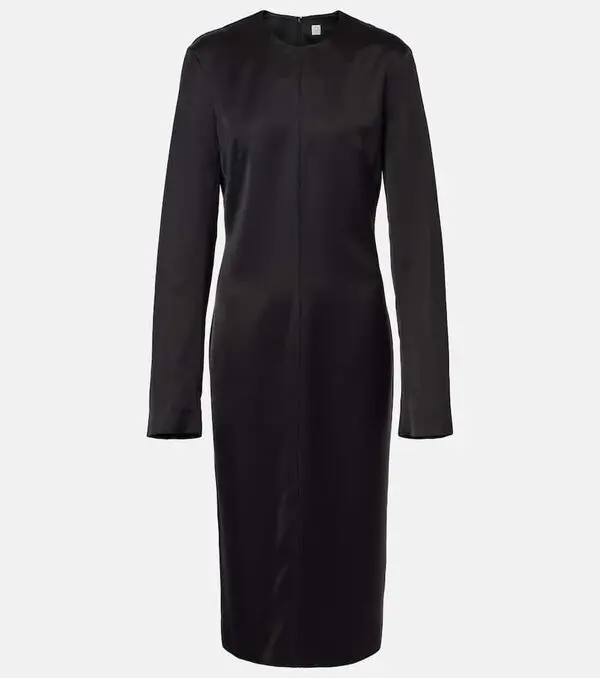 toteme lean satin dress Toteme Lean Satin Midi Dress - Black - 30% Off