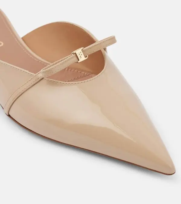 FERRAGAMO Bow-detail Patent Leather Mules