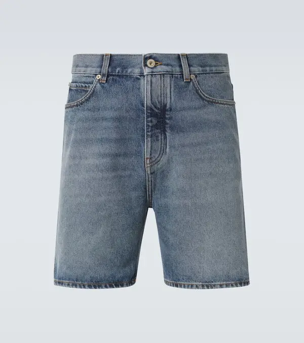 Loewe Leather-trimmed Denim Shorts