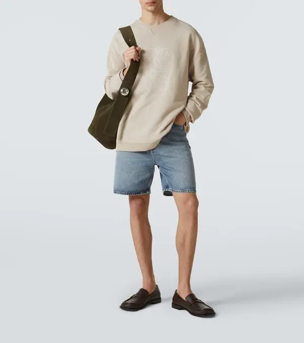 Loewe Leather-trimmed Denim Shorts