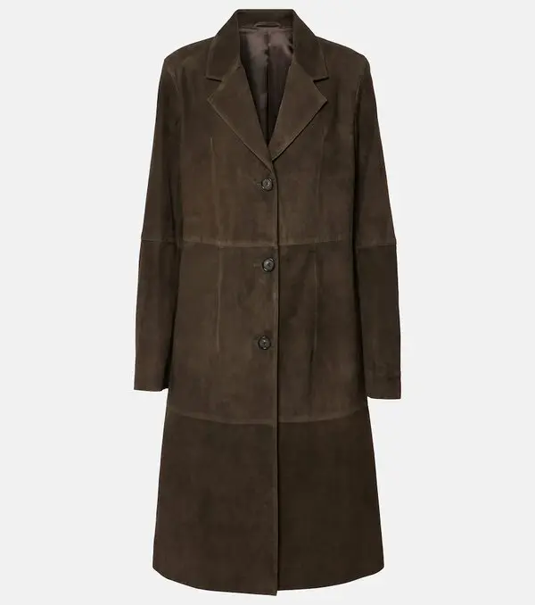 TOTEME Leather Double-breasted Coat - Brown