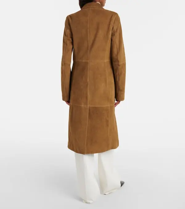 TOTEME Leather Double-breasted Coat - Brown