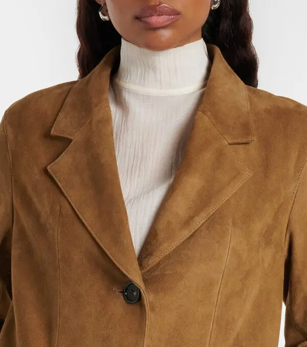 TOTEME Leather Double-breasted Coat - Brown