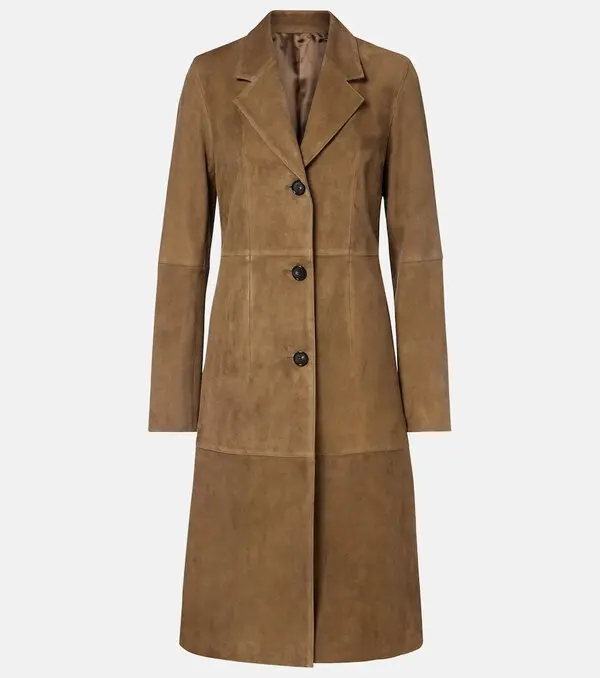 TOTEME Leather Double-breasted Coat - Brown