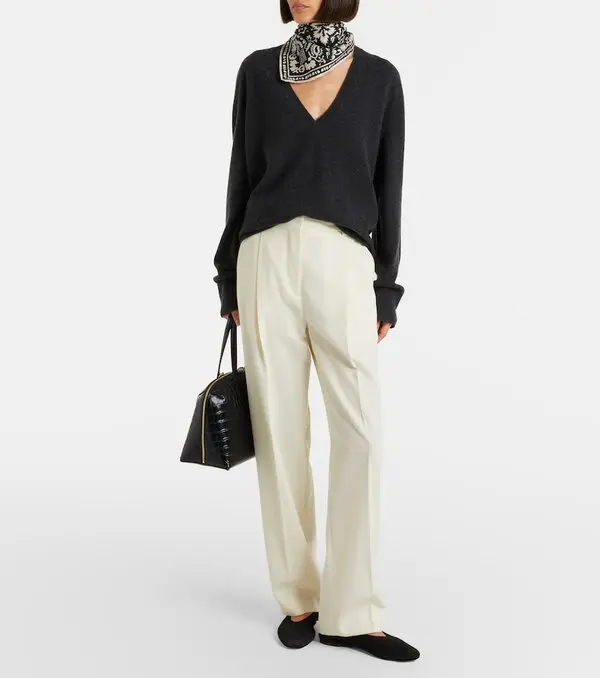 TOTEME Cashmere V-neck Sweater - Grey