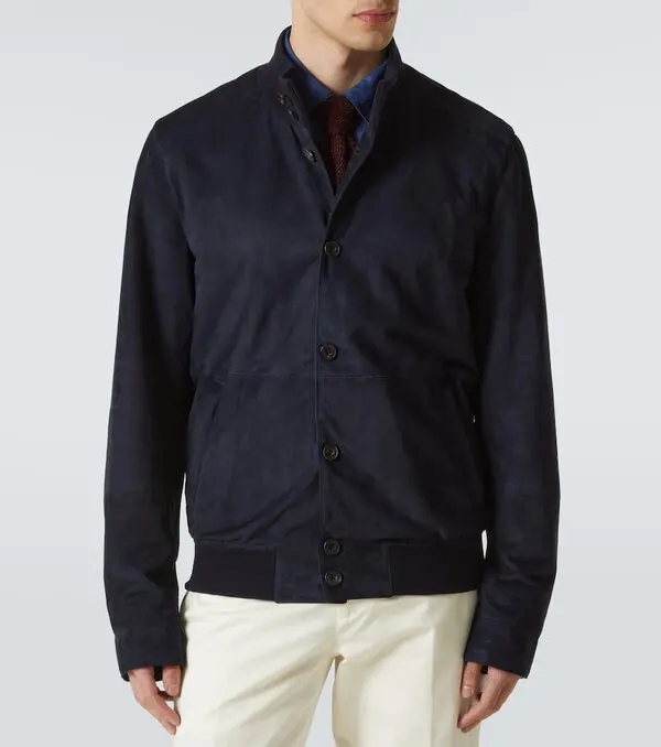 Rubinacci Suede Bomber Jacket