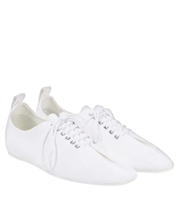 TOTEME Canvas Lace-up Flats - White