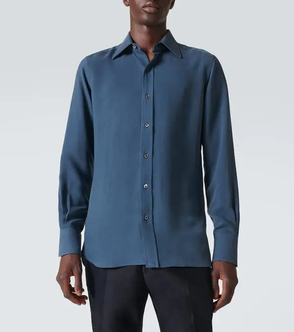 TOM FORD Silk Twill Shirt - Blue