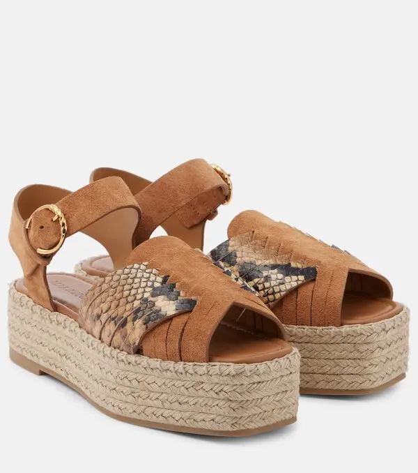 Ulla Johnson Elsa Snake-effect Leather Espadrilles - Beige