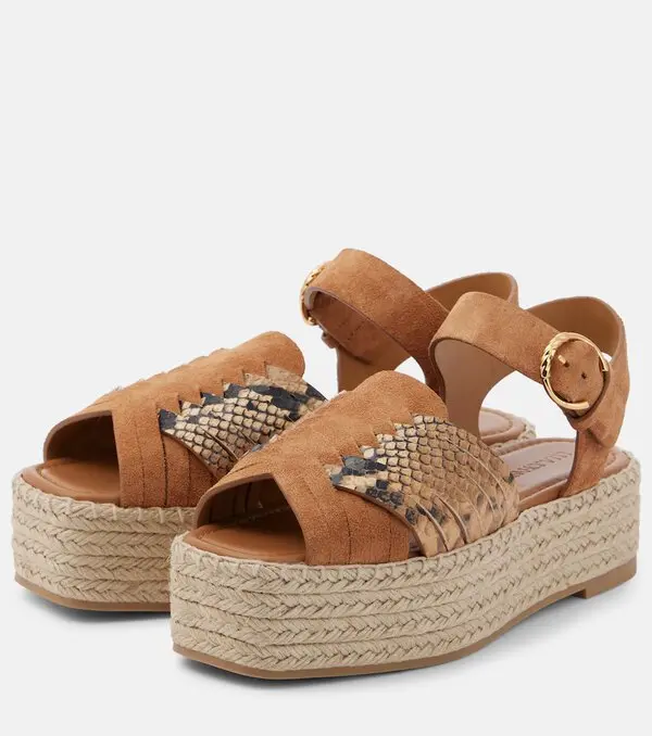 Ulla Johnson Elsa Snake-effect Leather Espadrilles - Beige