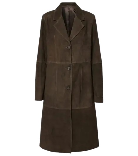 TOTEME Suede Double-breasted Coat - Brown