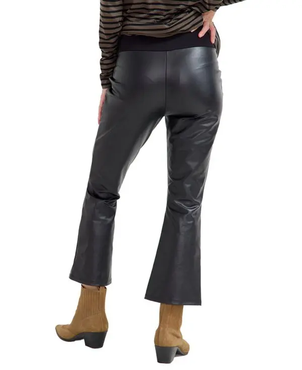 Hatch Collection Stretch Leather Maternity Crop Flare