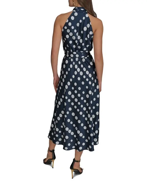 Donna Karan New York Halter Neck Midi Dress In Nightfall/Cream - 50% Off