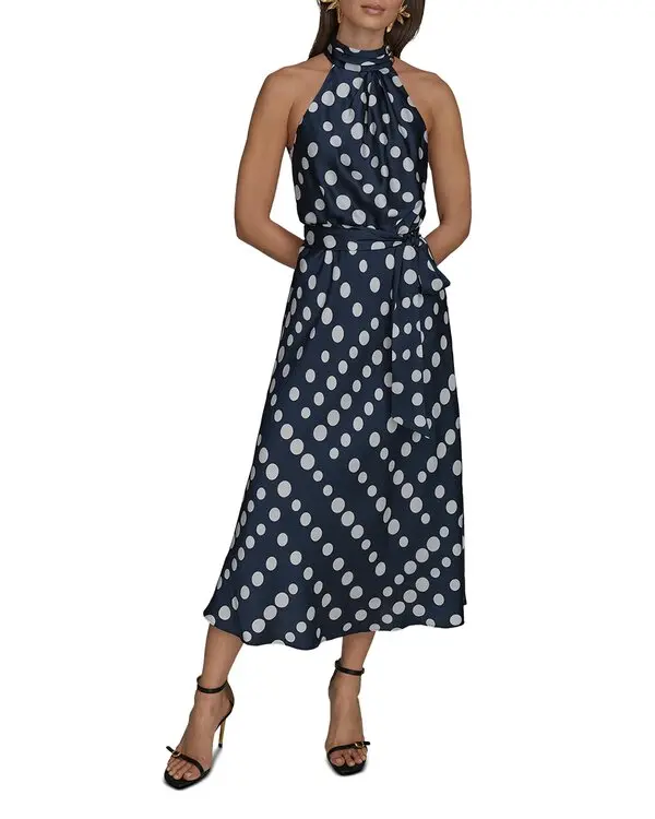 chinese dress ladies Sleeveless Cowl Neck Midi Halter Dress | A-Line Dress