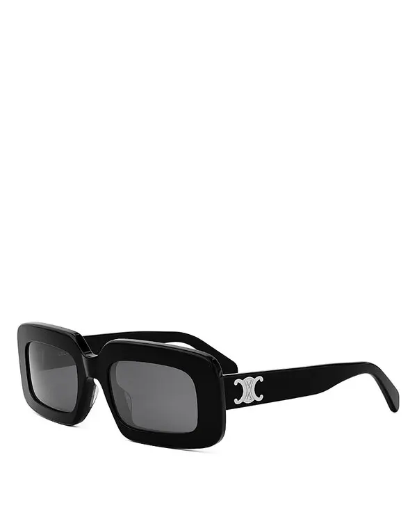 Celine Triomphe 53mm Rectangular Sunglasses - Black/smoke