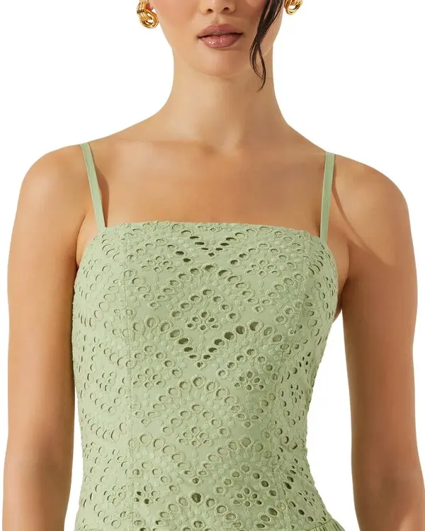 Astr The Label Nathalia Eyelet Midi Dress In Sage - 70% Off | Editorialist