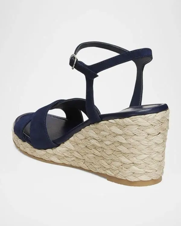 STUART WEITZMAN Dayna Espadrille Wedge Sandals - Blue/natural