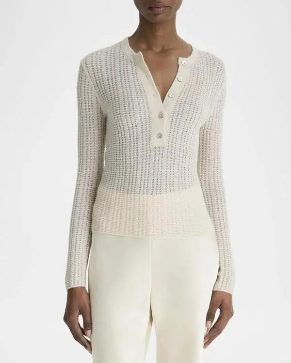 Vince Waffle-knit Henley Top