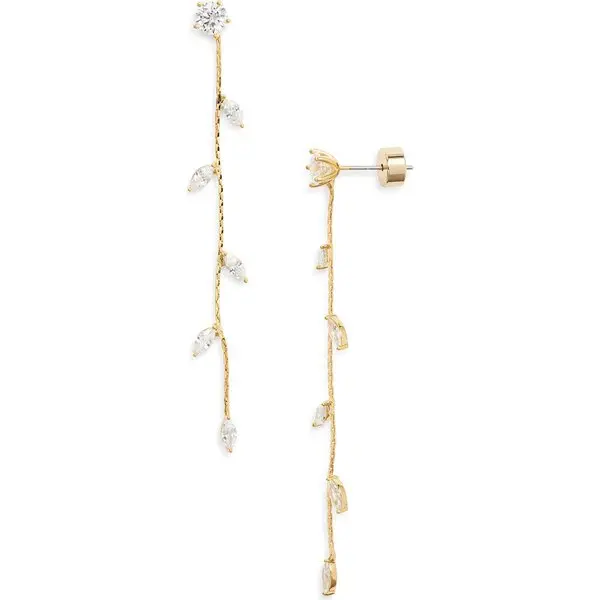 Nordstrom Cubic Zirconia Marquise Linear Drop Earrings - Clear- Gold