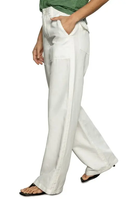 Sanctuary Wide Leg Linen-blend Pants - Bleached White
