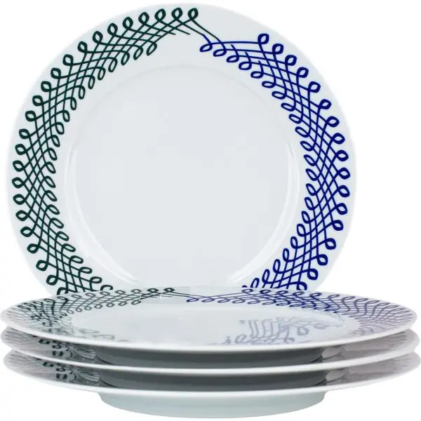 MISETTE Set Of 4 Porcelain Salad Plates - Blue/ Green