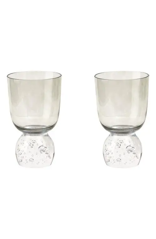 MISETTE Set Of 2 Hand Blown Bubble Glass Tumblers - Tourmaline Green