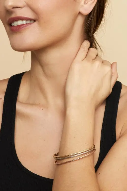 ORADINA 14k Gold Cuff Bangle - Rose Gold