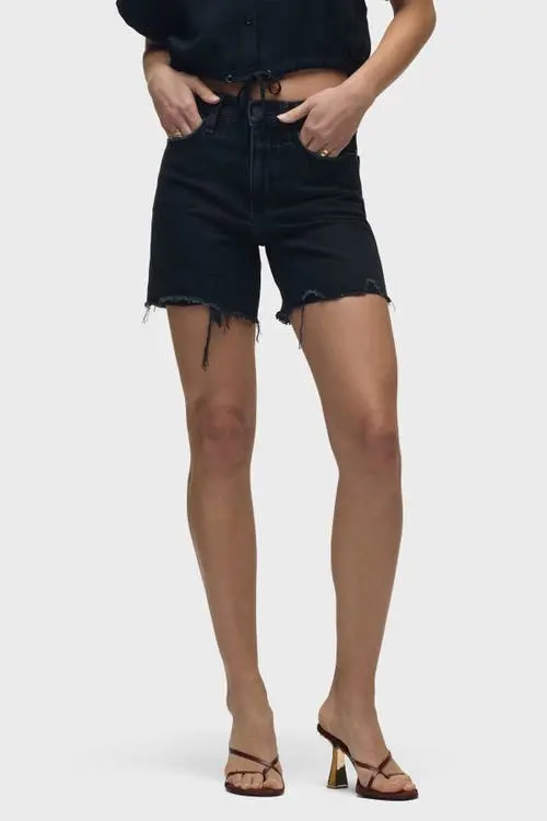 Hudson Jeans Devon High-rise Boyfriend Short - Destructed Black