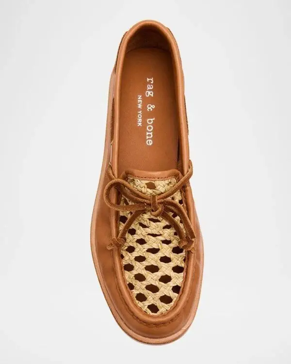 Rag & Bone Carter Woven Leather Boat Loafers