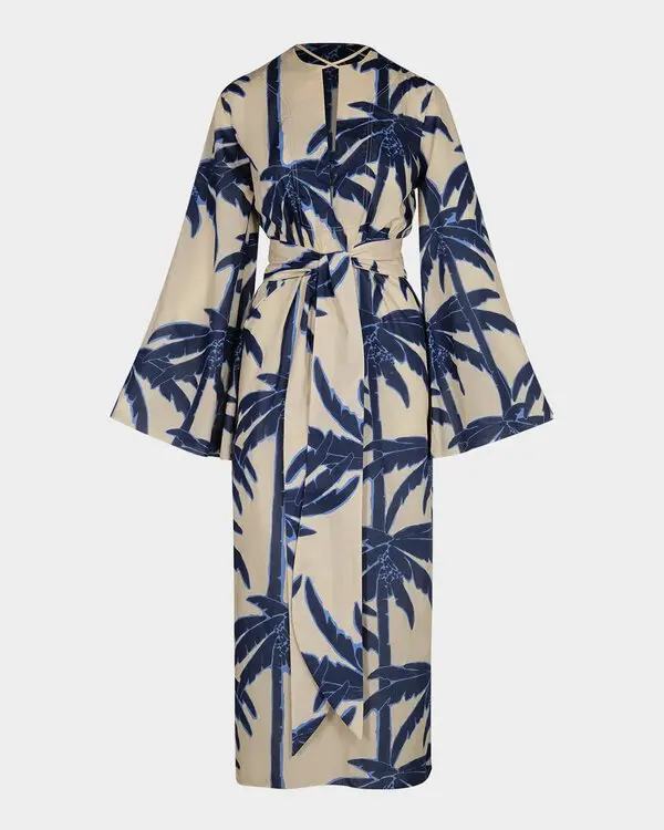 Johanna Ortiz Sotaviento Tunic Dress - Swim Salty Palms-ecru-blue