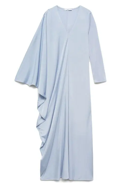 Mango Asymmetric Long Sleeve Dress In Sky Blue - 50% Off | Editorialist