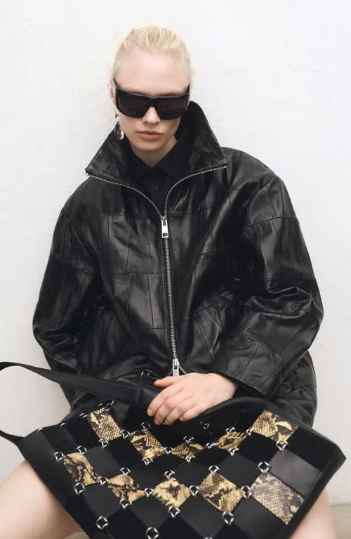 Mango Patchwork Leather Jacket