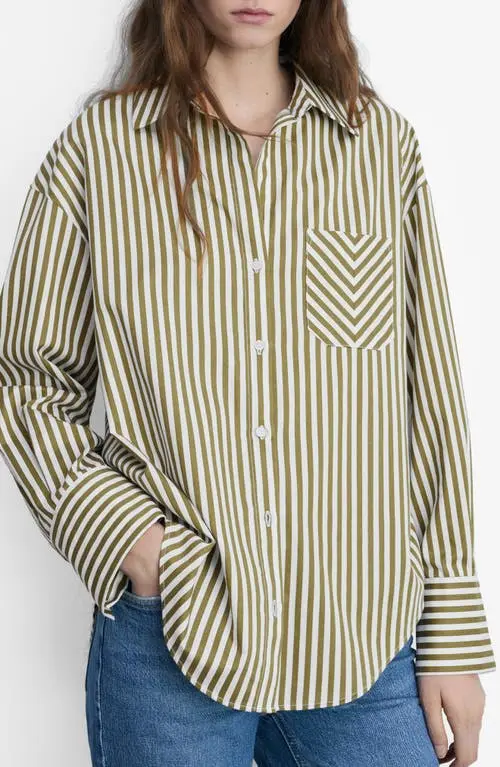 Mango Stripe Cotton-blend Button-up Shirt
